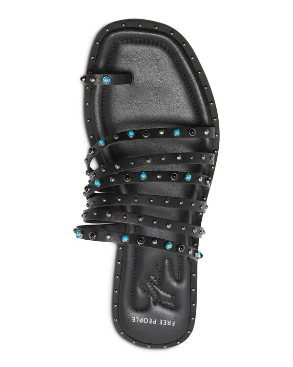 Free People Santa Fe Leather Sandals - Black Tide