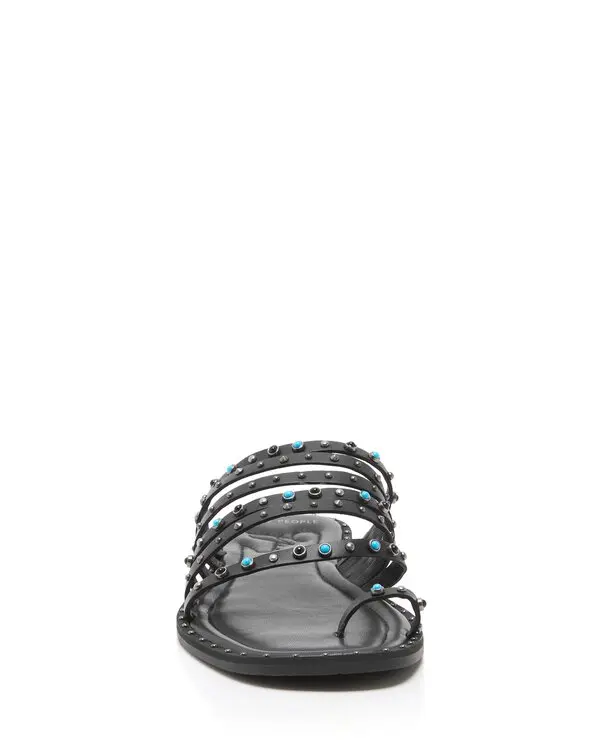 Free People Santa Fe Leather Sandals - Black Tide