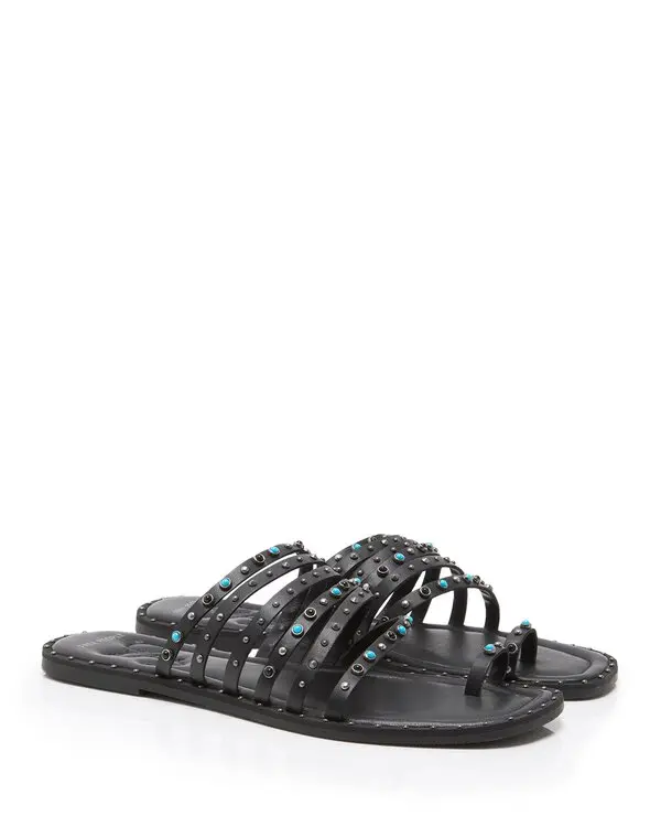 Free People Santa Fe Leather Sandals - Black Tide