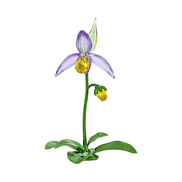 SWAROVSKI Florere Collection Lady Slipper Orchid Crystal Figurine - White