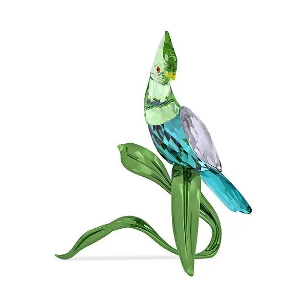 SWAROVSKI Idyllia Collection Green Turaco Crystal Figurine - White