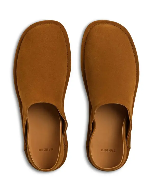 Sandro Split Leather Slippers - Cognac