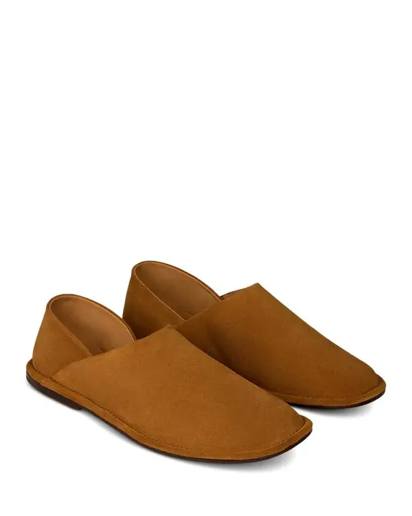 Sandro Split Leather Slippers - Cognac