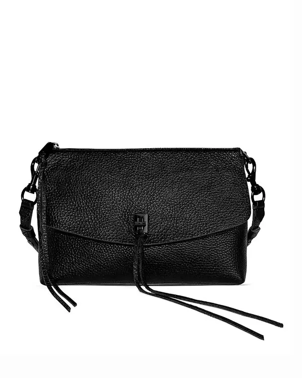 Rebecca Minkoff Darren Top Zip Suede Shoulder Bag - Black