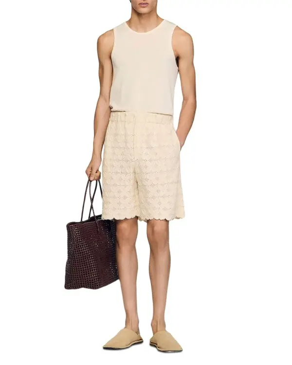 Sandro Broderie Anglaise Cotton Shorts - Ecru