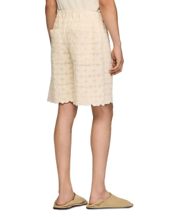 Sandro Broderie Anglaise Cotton Shorts - Ecru