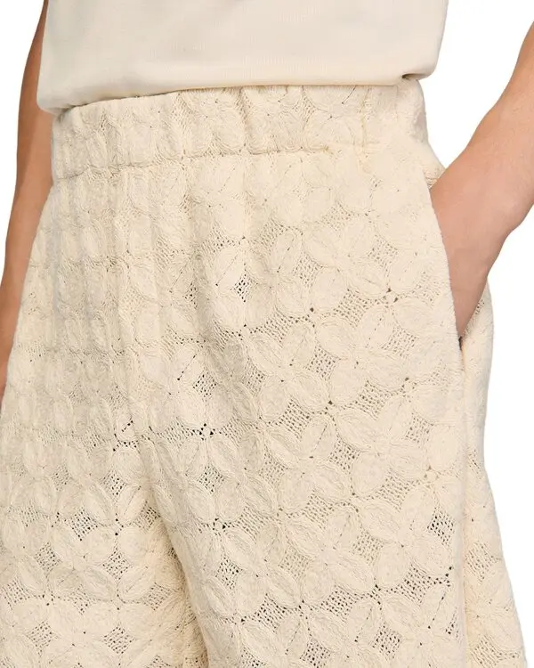 Sandro Broderie Anglaise Cotton Shorts - Ecru