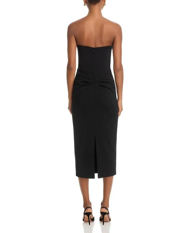 Aqua Scuba Crepe Strapless Ruffle Midi Dress