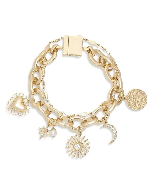 Ramy Brook Sara Crystal & Imitation Pearl Charm Bracelet - Gold