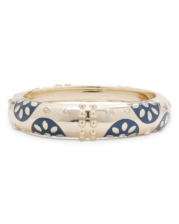 Ramy Brook Aria Pave Flower Large Bangle Bracelet - No Color