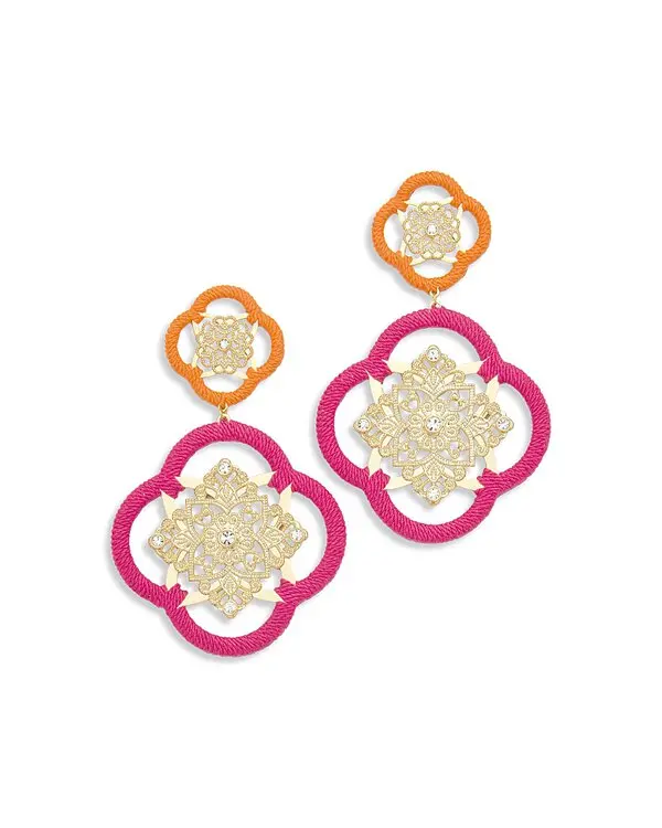 Ramy Brook Anya Thread Wrapped Pave Flower Drop Earrings - No Color