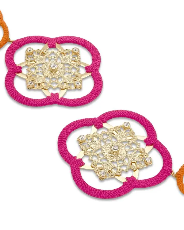 Ramy Brook Anya Thread Wrapped Pave Flower Drop Earrings - No Color