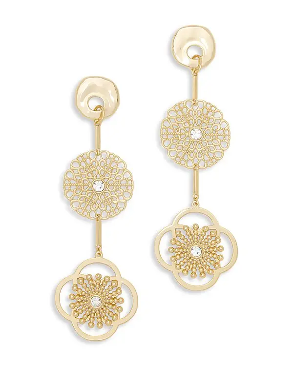 Ramy Brook Selena Crystal Triple Drop Earrings - Gold