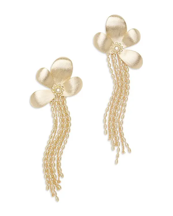 Ramy Brook Anaya Flower & Chain Fringe Statement Earrings - No Color