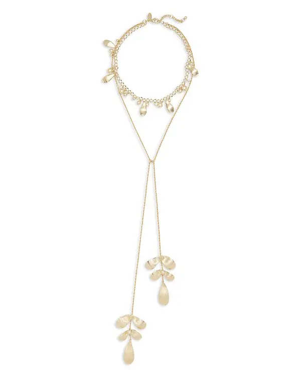 Ramy Brook Anya Crystal And Imitation Pearl Lariat Necklace - Gold