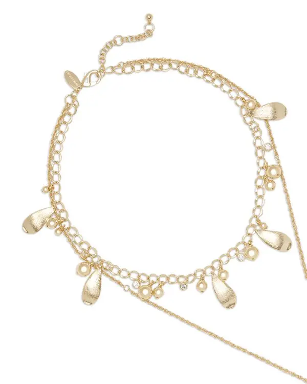 Ramy Brook Anya Crystal And Imitation Pearl Lariat Necklace - Gold