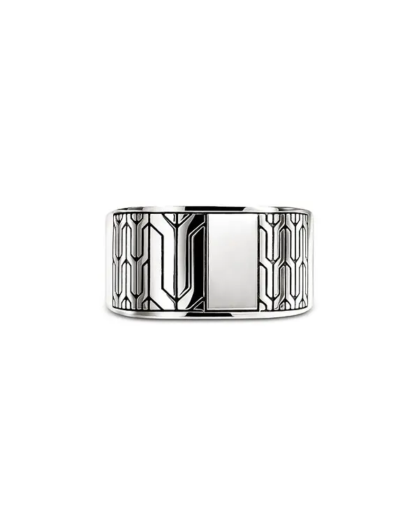 John Hardy Sterling Icon Engraved Signet Ring - Silver