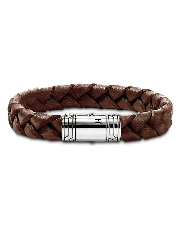 John Hardy Sterling Braided Leather Bracelet - Silver