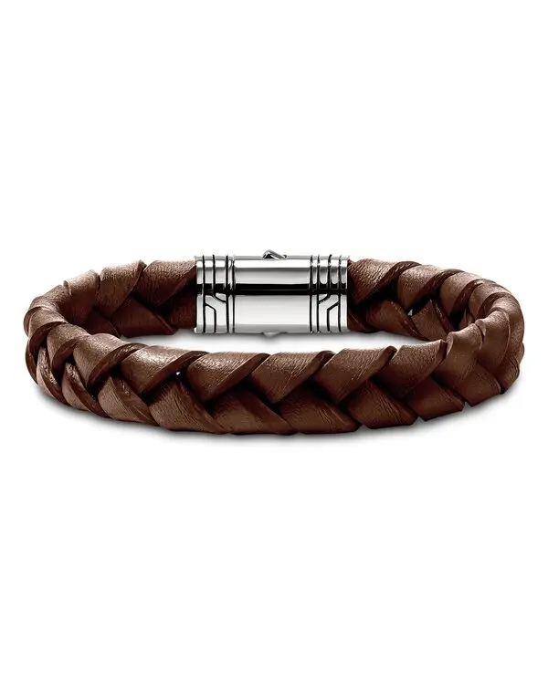 John Hardy Sterling Braided Leather Bracelet - Silver