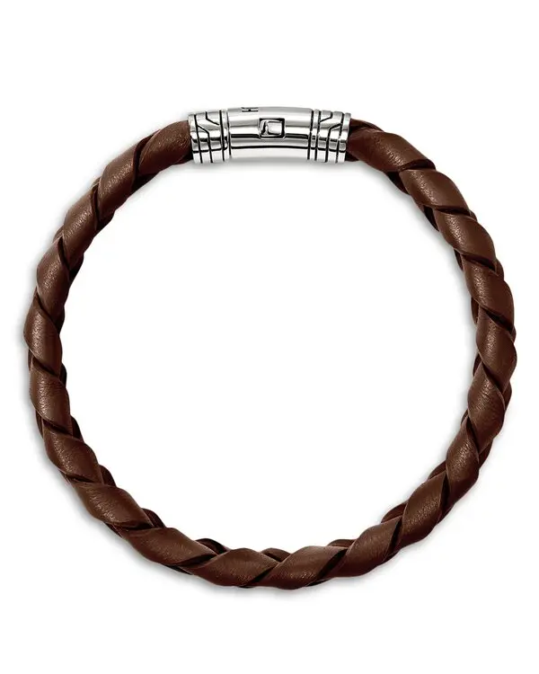 John Hardy Sterling Braided Leather Bracelet - Silver