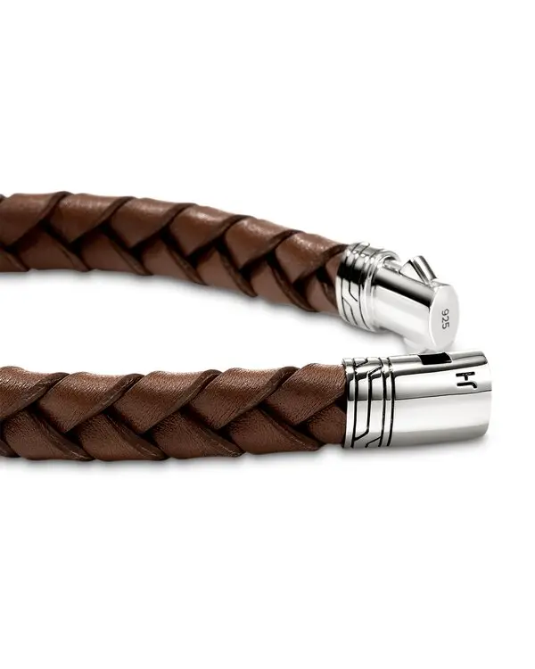 John Hardy Sterling Braided Leather Bracelet - Silver