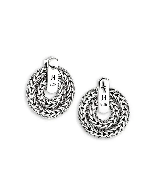 John Hardy Icon Diamond Oval Link Drop Earrings - Silver