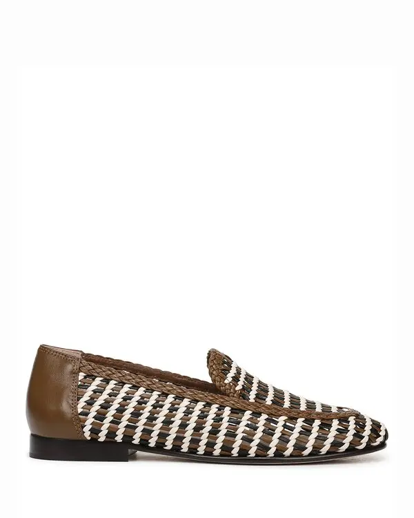 Veronica Beard Woven Leather Flats - Brown Mutli