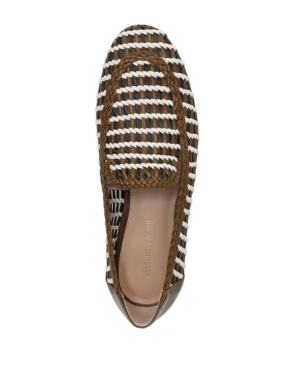 Veronica Beard Woven Leather Flats - Brown Mutli