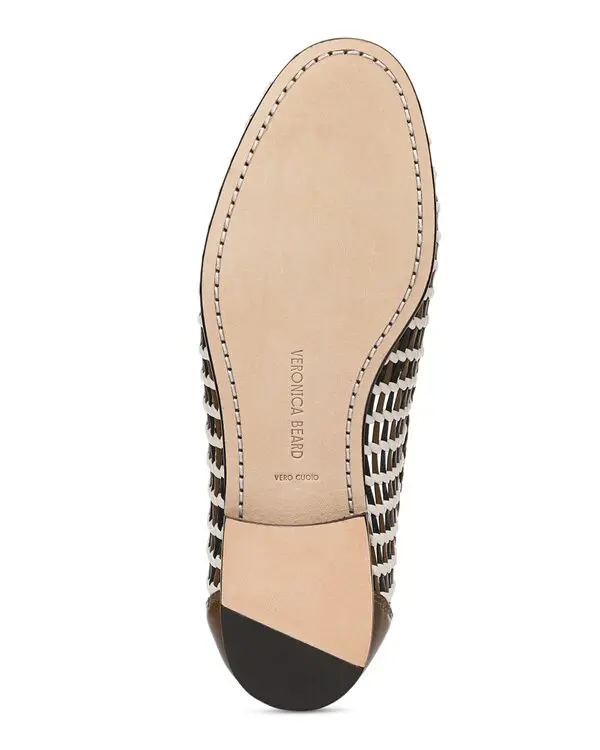 Veronica Beard Woven Leather Flats - Brown Mutli