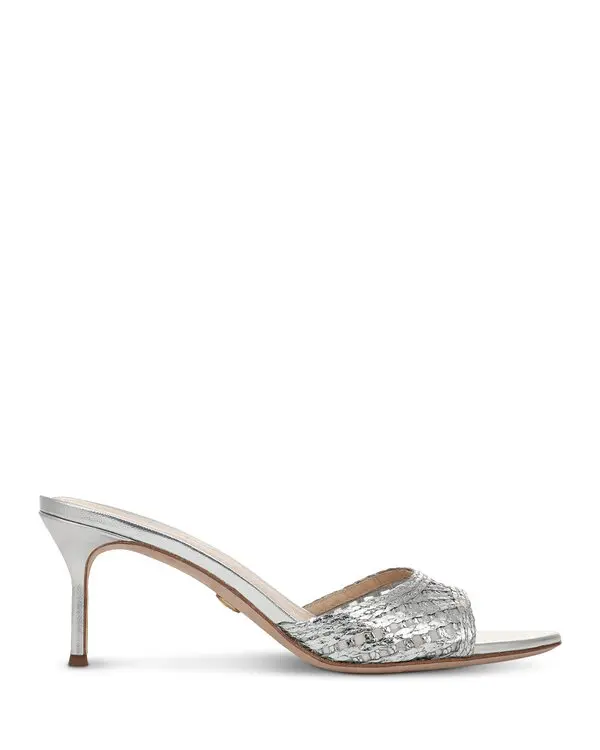 Veronica Beard Tia Lattice Sandals - Silver