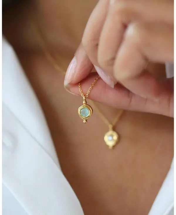 OTTOMAN HANDS Birthstone Pendant Necklace - March
