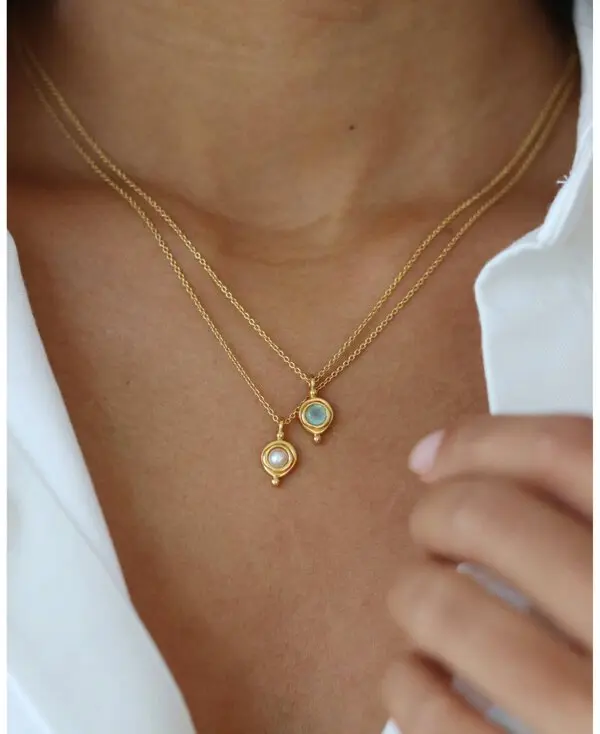 OTTOMAN HANDS Birthstone Pendant Necklace - March