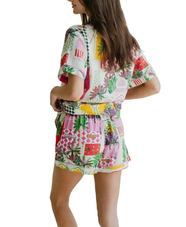 KATIE KIME Greco Garden Pajama Shorts Set