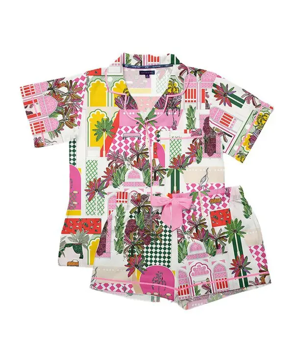 KATIE KIME Greco Garden Pajama Shorts Set