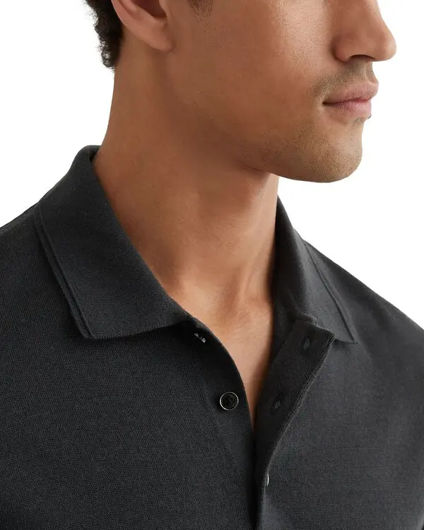 REISS Manor Merino Wool Polo Shirt - Vulcan Grey