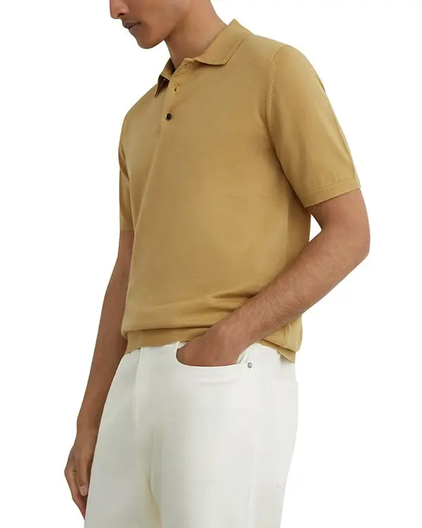 REISS Manor Merino Wool Polo Shirt - Yellow