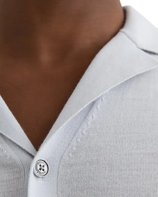 REISS Grafton Cuban Merino Wool Shirt - Frost Blue