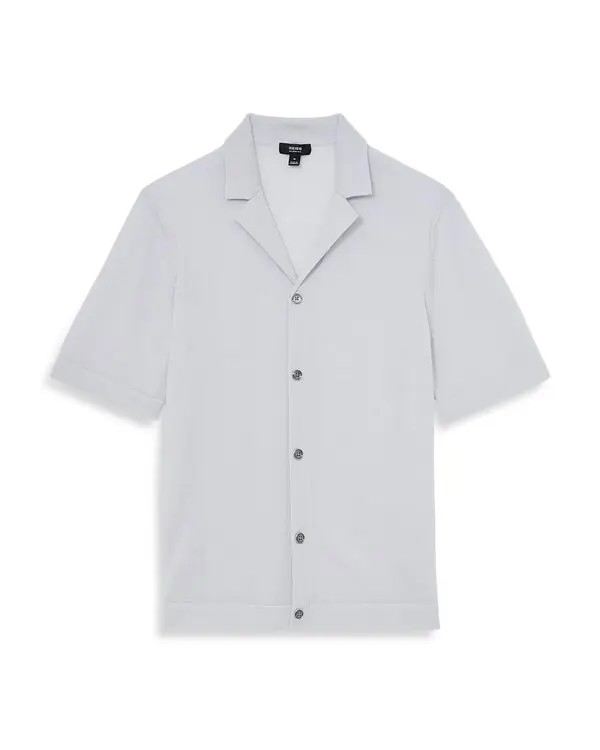 REISS Grafton Cuban Merino Wool Shirt - Frost Blue