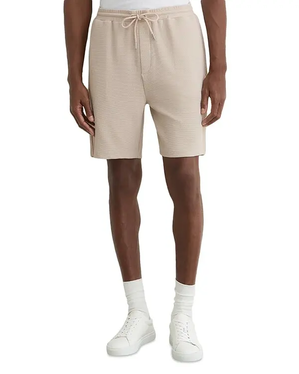 REISS Textured Drawstring Shorts - Stone