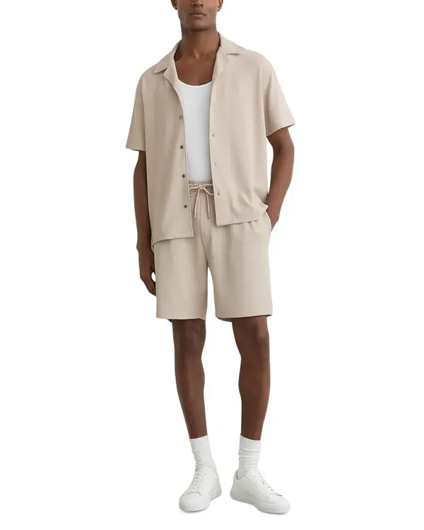 REISS Textured Drawstring Shorts - Stone