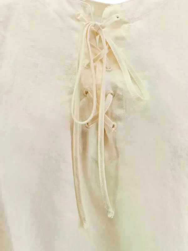 Aspesi Lace-up T-shirt - Neutrals