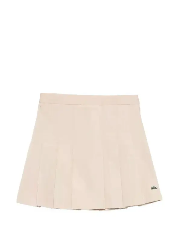 Lacoste Pleated Mini Skirt With Logo Appliqu - Neutrals