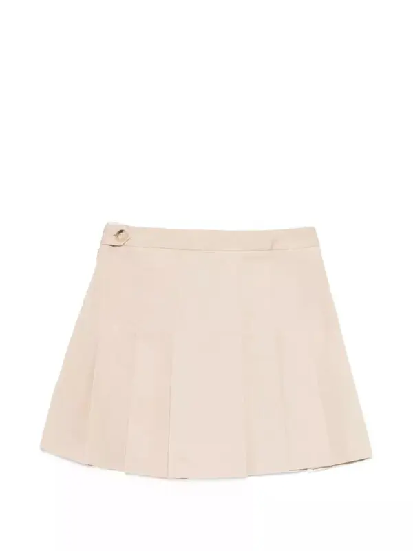 Lacoste Pleated Mini Skirt With Logo Appliqu - Neutrals