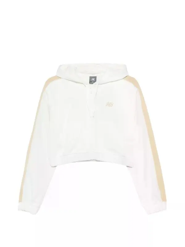 NEW BALANCE Cropped Striped Hoodie - White