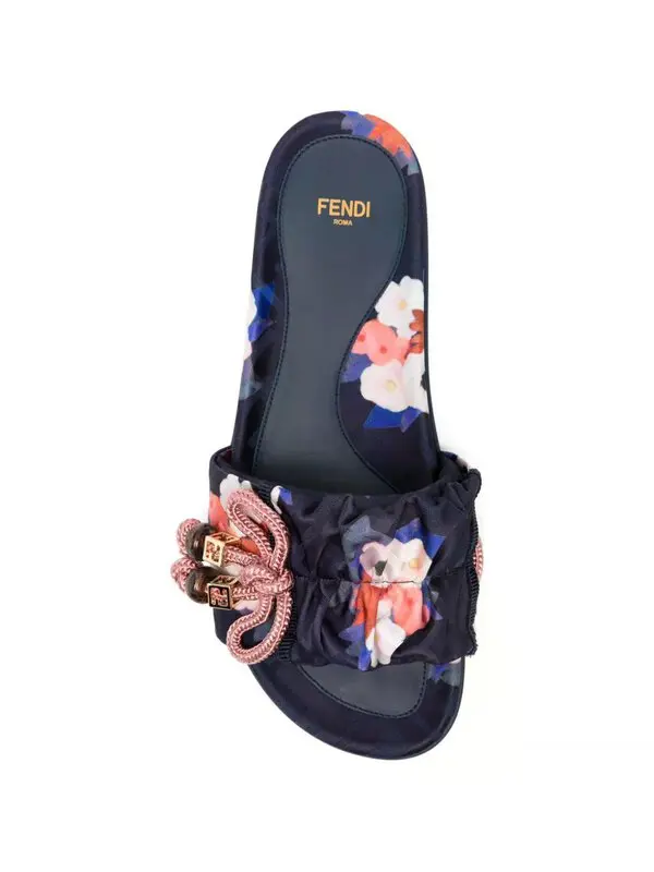 Fendi Floral-print Flat Sandals