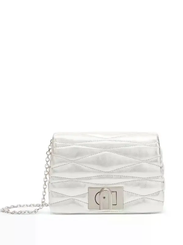 Furla Quilted Mini Bag With Chain Strap - Silver