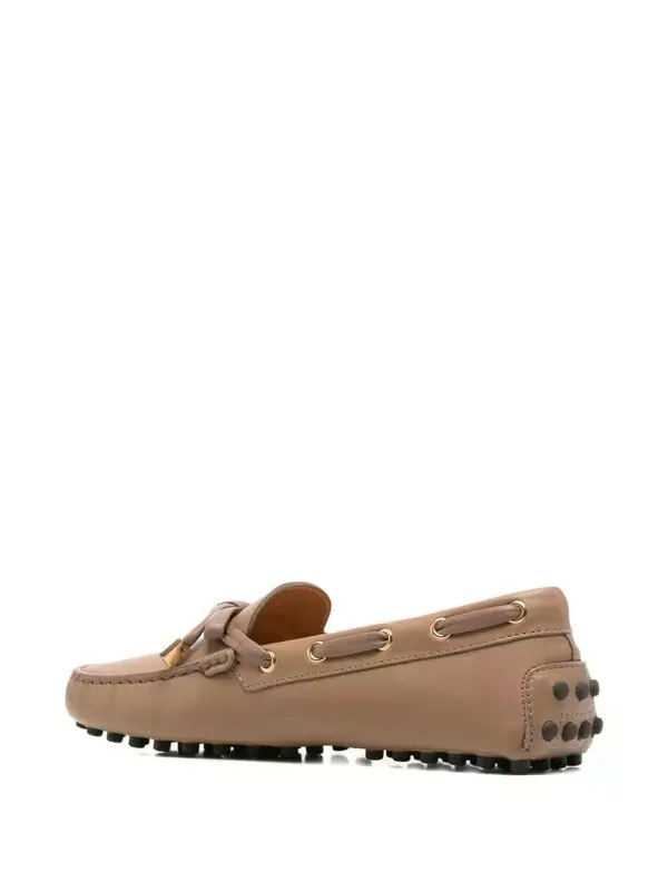 TOD'S Leather Loafers With Knot Detailing - Brown