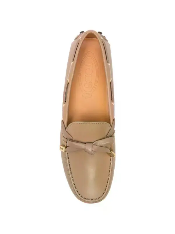 TOD'S Leather Loafers With Knot Detailing - Brown