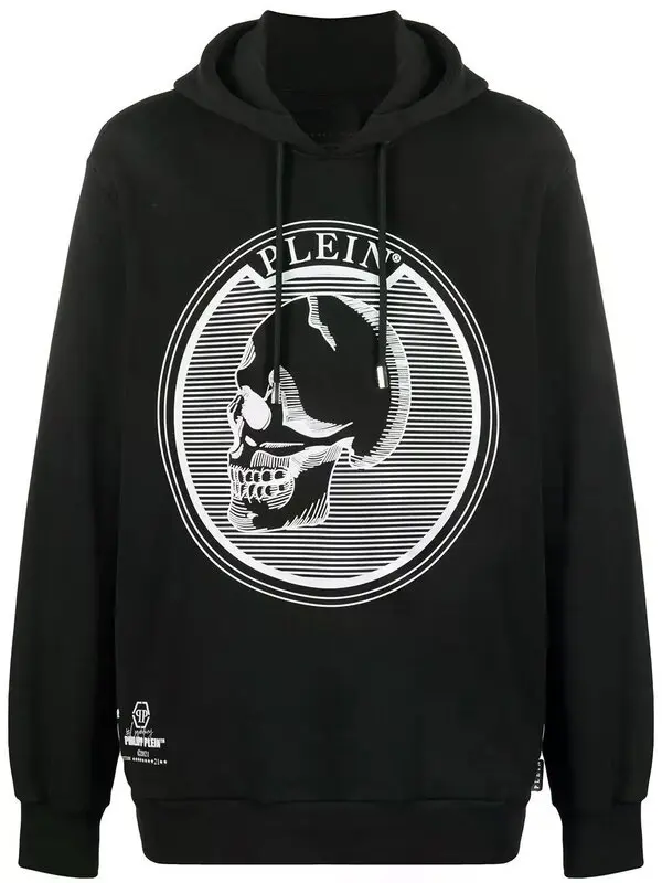 Philipp Plein Outline Skull Longline Sweatshirt - Black