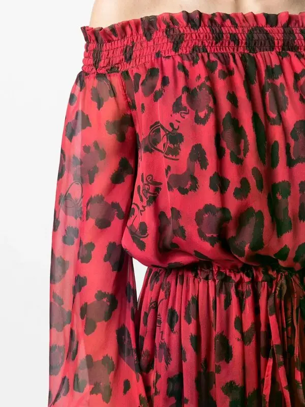 Philipp Plein Leopard-print Off-shoulder Maxi Dress
